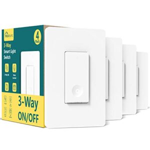 treatlife 3 way smart switch 4 pack, 2.4ghz wifi light switch 3 way switch works with alexa and google home, needs neutral wire, no hub required