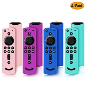 remote cover for fire tv stick 4k, silicone remote case for fire tv cube/fire tv(3rd gen)/all-new 2nd gen alexa voice remote control, lightweight anti-slip shockproof (4 pack, multicolor b)