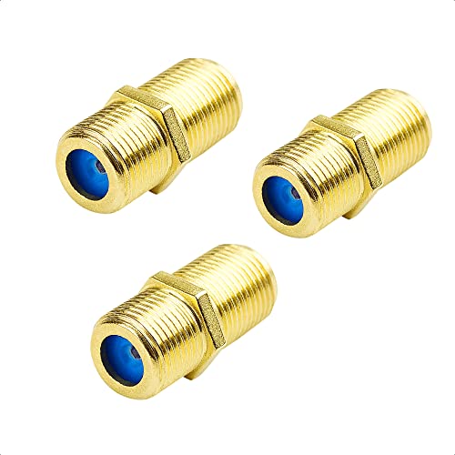 Cable Matters 3-Pack, Gold Plated Coaxial F-Type Coupler for RG6 / F-Type Coaxial RG6 Coupler