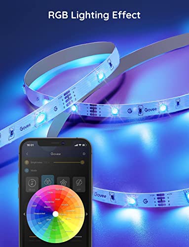 Govee WiFi LED Strip Lights, 32.8ft RGB Strip Lights Work with Alexa and Google Assistant, Smart App Control, 64 Scenes, Music Sync, DIY LED Lights for Bedroom, Kitchen, Party, Living Room, TV