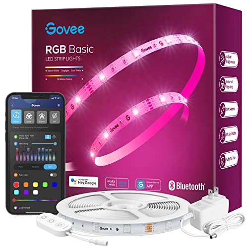 Govee WiFi LED Strip Lights, 32.8ft RGB Strip Lights Work with Alexa and Google Assistant, Smart App Control, 64 Scenes, Music Sync, DIY LED Lights for Bedroom, Kitchen, Party, Living Room, TV