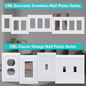 CML 3-Gang Screwless Decorator Wall Plate, 2 Pack Light Switch Covers, Outlet Receptacle Cover, Hidden Screw Smooth Face, Impact Resistant, Standard Size 4.68”X 6.54”, Glossy White