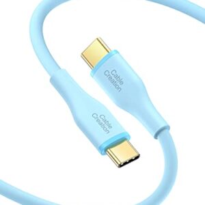 CableCreation USB C Charger Cable 6FT/60W, Soft Silicone USB C to USB C Cable, USB Type C to Type C Cable Fast Charging for Galaxy S22/S21, iPad Mini 6/Air 4, MacBook Pro/Air, Pixel, etc, Blue