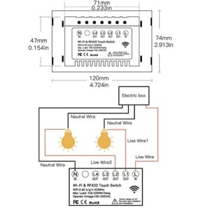 MOES 2.4GHz WiFi Wall Touch Smart Switch Neutral Wire Required, 3 Way Multi-Control, Glass Panel Light Switch Work with Smart Life/Tuya App, RF433 Remote Control, Alexa and Google Home White 4 Gang