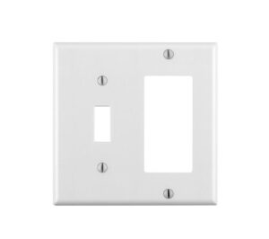 leviton 80405-w 2-gang 1-toggle 1-decora/gfci device combination wallplate, standard size, thermoset, device mount, white