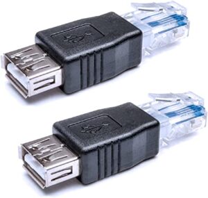 ethernet to usb adapter, 2 pcs usb to ethernet adapter, rj45 ethernet male to usb female converter, usb to rj45 adapter 10mb/100mbs network connector for laptops computers