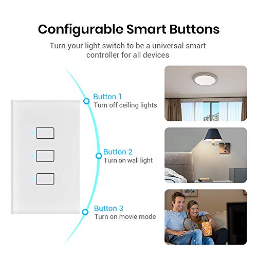 BroadLink Smart Touch Wall Light Switch, 1-Gang Single Live Wire Switch, No Neutral or Capacitor Required, Glass Panel, Works with Alexa, Google Home and IFTTT, Hub Required (with Hub)