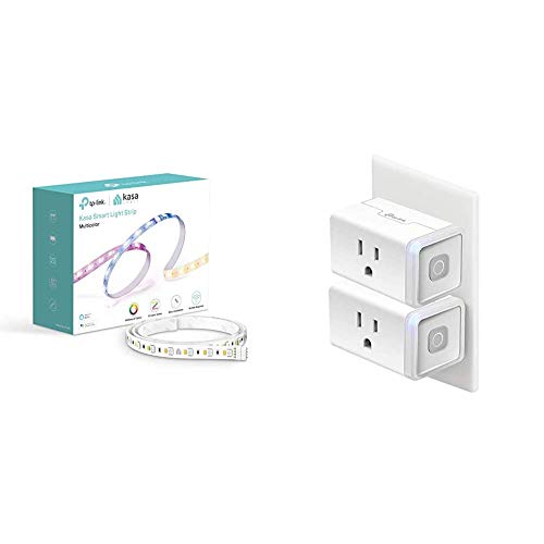 TP-Link Kasa Smart LED Strip Lights Multicolor WiFi & Kasa Smart Plug, WiFi Outlet Compatible with Alexa, Echo and Google Home, No Hub Required, Remote Control, 12 Amp, UL Certified, 2-Pack (HS103P2)