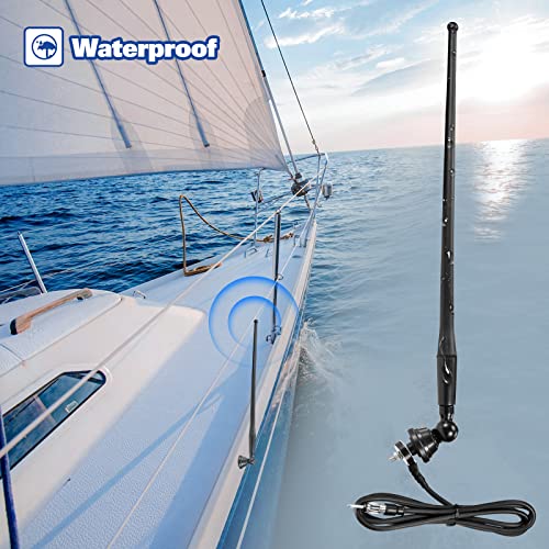 Eightwood Marine Boat Radio Antenna 16 Inch Rubber Duck Flexible Mast FM AM Stereo Antennae for Boat Car RV Motorhome ATV UTV Tractor Motorcycle Yacht