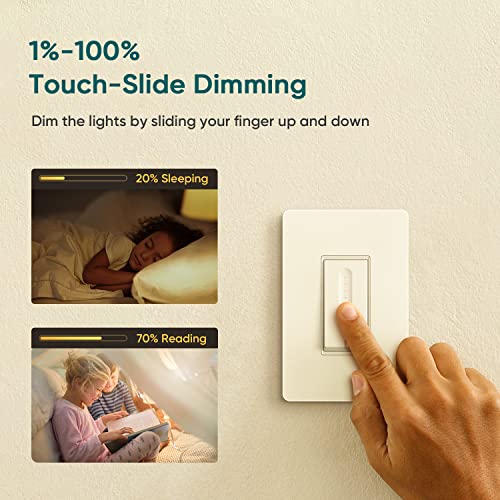 TREATLIFE 3 Way Smart Dimmer Switch 2 Pack, 2 Master 3 Way Dimmable Light Switches, 2.4GHz Smart Switch Compatible with Alexa and Google Home, Neutral Wire Needed, No Hub Required, Remote Control