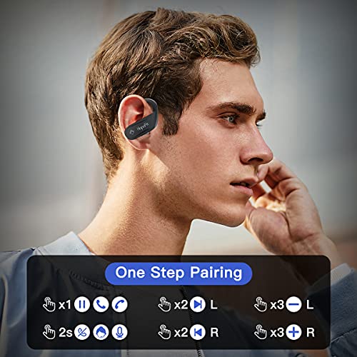 Motsfit Bluetooth Wireless Earbuds with Earhooks & Microphone - Touch Control Earbuds with Charging Case, Deep Bass Sport Earphones IPX6 Waterproof Stereo Sound Headphones for Running Gym Workout