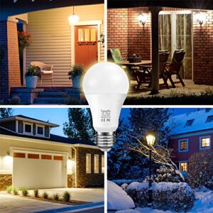 Dusk to Dawn Light Bulb Sensor Smart LED Outdoor Lighting Bulbs Lamp 7W E26/E27 Automatic On/Off, Indoor/Outdoor Yard Porch Patio Garden (Warm White, 3 Pack)