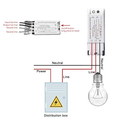 WiFi Dimmer Switch, Bresuve Dimmer Switch Module DIY Wireless Module WiFi Light Switch Timmer Compatible with Alexa/Google Home