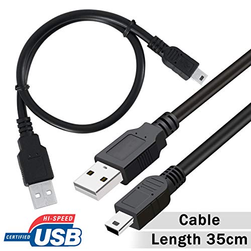 SAITECH IT 5 Pack USB 2.0 A to Mini 5 pin B Cable for External HDDS/Camera/Card Readers/MP3 Player-Black -35cm(1 feet)