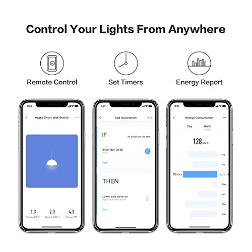 Aqara Smart Light Switch (with Neutral, Single Rocker) Plus Aqara Wireless Mini Switch, Requires AQARA HUB, Zigbee Connection, Remote Control and Set Timer for Home Automation