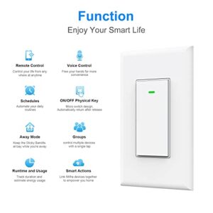 Smart Light Switch,Compatible with Alexa,Google Home, 2.4Ghz WiFi Smart Switch, Wireless Remote Control, Neutral Wire Required,Physical Button (2 Pack)