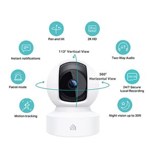 Kasa 4MP 2K Security Camera Outdoor Wired & 2K Security Camera for Baby Monitor Pan Tilt, 4MP HD Indoor Camera with Motion Detection, Two-Way Audio, Night Vision