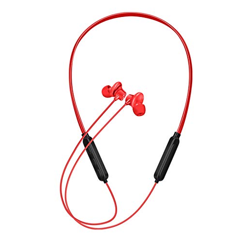 Heave Bluetooth V5.0 Headphones Wireless Magnetic Neckband,Sport Noise Cancelling Earbuds Wireless Headset with Stereo Bass Sound for Sports Work Red