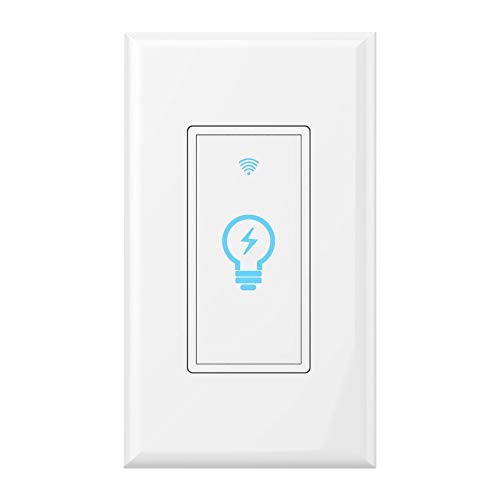 Micmi Smart WiFi Light Switch Compatible with Alexa/Google Home IFTTT Timing Wireless Voice Control Function, Suit for 1/2/3/4 Gang Switch Box in Wall, Neutral Wire Required 1pack