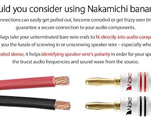 Nakamichi Excel Series 24k Gold Plated Banana Plug 12 AWG - 18 AWG Gauge Size 4mm for Speakers Amplifier Hi-Fi AV Receiver Stereo Home Theatre Radio Audio Wire Cable Screw Connector 4 Pcs (2-Pairs)