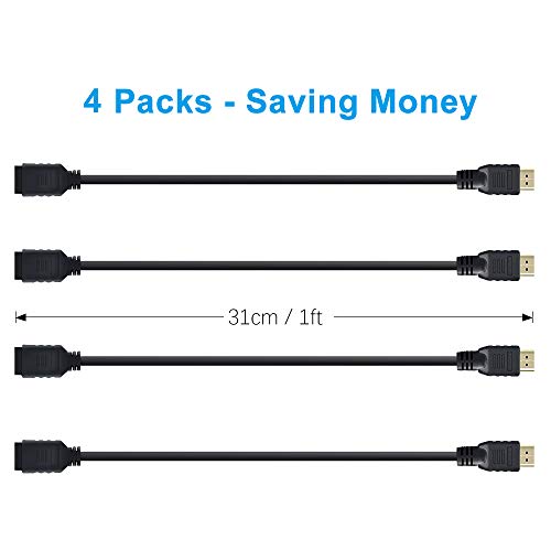 ELUTENG [4 Pack] Male to Female HDMI Extension Cable Support 3D 1080P HDMI Extender Adapter Compatible for TV Stick, Roku Stick Connection to HD TV,4 Packs