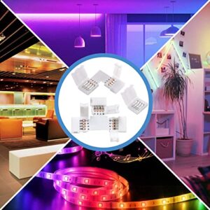 NISICO LED Light Strip Connector Kits, 5050 RGB LED 4 Pin Connectors for Strip Light,10mm Solderless Connector Complete Kits for LED Strip Quick Connection