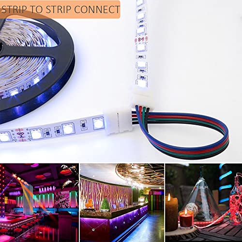 NISICO LED Light Strip Connector Kits, 5050 RGB LED 4 Pin Connectors for Strip Light,10mm Solderless Connector Complete Kits for LED Strip Quick Connection