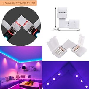 NISICO LED Light Strip Connector Kits, 5050 RGB LED 4 Pin Connectors for Strip Light,10mm Solderless Connector Complete Kits for LED Strip Quick Connection