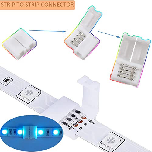 NISICO LED Light Strip Connector Kits, 5050 RGB LED 4 Pin Connectors for Strip Light,10mm Solderless Connector Complete Kits for LED Strip Quick Connection