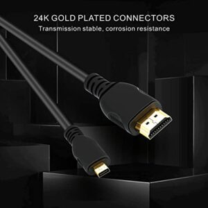 Wenter Micro HDMI to HDMI Adapter Cable, 6.5ft/2M Micro HDMI to HDMI Cable (Male to Male) for Gopro Hero and Other Action Camera/Cam with 4K/3D Supported