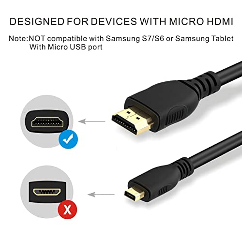 Wenter Micro HDMI to HDMI Adapter Cable, 6.5ft/2M Micro HDMI to HDMI Cable (Male to Male) for Gopro Hero and Other Action Camera/Cam with 4K/3D Supported