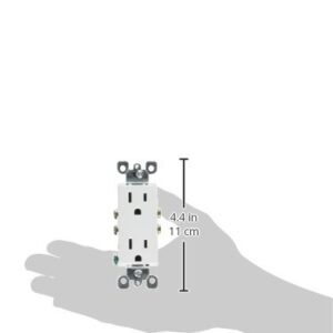 Leviton 5325-WMP 15 Amp, 125 Volt, Decora Duplex Receptacle, Residential Grade, Grounding, 10-Pack, White