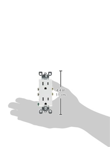 Leviton 5325-WMP 15 Amp, 125 Volt, Decora Duplex Receptacle, Residential Grade, Grounding, 10-Pack, White