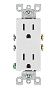 leviton 5325-wmp 15 amp, 125 volt, decora duplex receptacle, residential grade, grounding, 10-pack, white