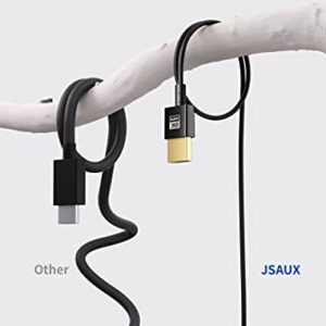 JSAUX 8K HDMI 2.1 Cable 3ft [Ultra Thin], 8K & 4K Slim 48Gbps Ultra High Speed HDMI Braided Cord, 4K @ 120Hz 144Hz, 8K @ 60Hz, HDR 10, HDCP 2.2 & 2.3, eARC Compatible with Roku TV/HDTV/PS5/Blu-ray