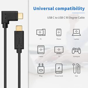 Poyiccot Right Angle USB C Cable 2ft, 90 Degree USB C to USB C Cable, Type C to Type C Cable, 10gbps 60W USB 3.1 Type C Fast Charging Cable for Laptop & Tablet & Mobile Phone (USB C Right Angle)