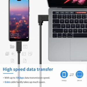 Poyiccot Right Angle USB C Cable 2ft, 90 Degree USB C to USB C Cable, Type C to Type C Cable, 10gbps 60W USB 3.1 Type C Fast Charging Cable for Laptop & Tablet & Mobile Phone (USB C Right Angle)