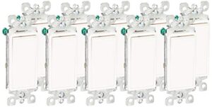 leviton 5603-2w 15 amp, 120/277v, decora rocker 3-way ac quiet switch, residential grade, grounding, 10 pack, white