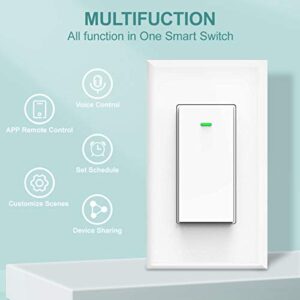 Smart Switch WiFi Light Switch No Hub Required, Light Switch Alexa Compatible with Google Assistant Requires Neutral Wire,Timer Schedule, KULED K36 4Pack