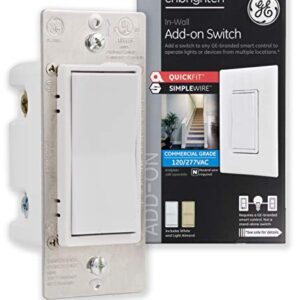 GE Enbrighten Z-Wave Plus Smart Light Dimmer, White & Light Almond, 46203 & Enbrighten Add-On Switch with QuickFit and SimpleWire, White & Light Almond, 46199