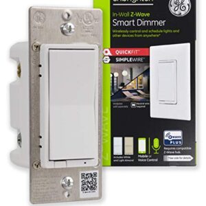 GE Enbrighten Z-Wave Plus Smart Light Dimmer, White & Light Almond, 46203 & Enbrighten Add-On Switch with QuickFit and SimpleWire, White & Light Almond, 46199