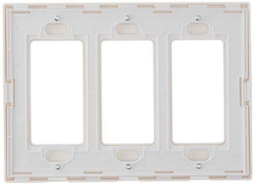 Leviton 80311-SW 3-Gang Decora Plus Wallplate Screwless Snap-On Mount, White