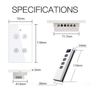 New Version WiFi RF Smart Ceiling Fan Light 2/3 Way Muilti-Control AssociationRelay Status Backlight Switch OFFSmart Life/Tuya APP RF Remote Speed Control Speed ControlAlexa Google Home Compatible