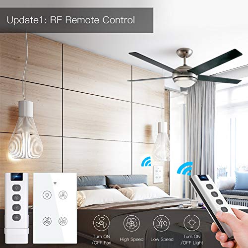 New Version WiFi RF Smart Ceiling Fan Light 2/3 Way Muilti-Control AssociationRelay Status Backlight Switch OFFSmart Life/Tuya APP RF Remote Speed Control Speed ControlAlexa Google Home Compatible