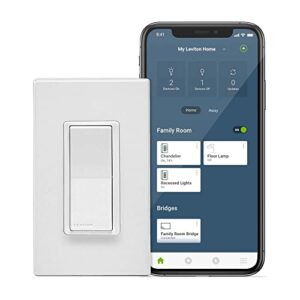 leviton dn15s-2rw decora smart no-neutral 15a switch, requires mlwsb wi-fi bridge to work, alexa, hey google, homekit/siri, white