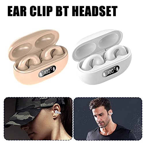 CUIKOSAER Wireless Ear-Clip Bone Conduction Headphones Bluetooth 5.3,Wireless Bluetooth Headsets Bone Conduction Earphone Ear Clip on Ear Earring Sports Gaming Wireless Headphone Ear Hook