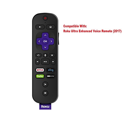 Silicone Remote Case for Roku Ultra 2017/2018(4661) Remote Control Protective Cover for Roku Ultra 4661R with Power Button Remote Anti-Slip Anti-Lost with Hand Strap (Glow in Dark Green)