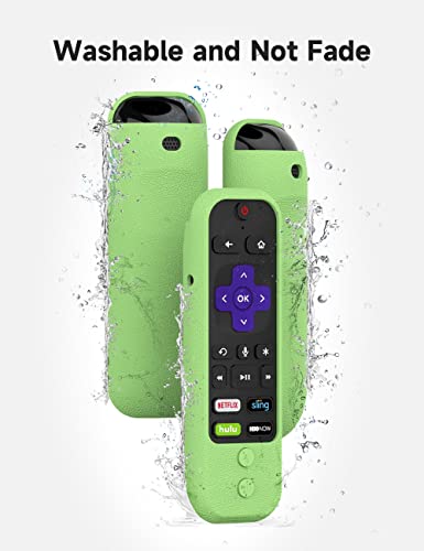 Silicone Remote Case for Roku Ultra 2017/2018(4661) Remote Control Protective Cover for Roku Ultra 4661R with Power Button Remote Anti-Slip Anti-Lost with Hand Strap (Glow in Dark Green)