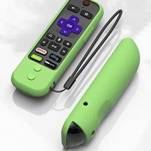 Silicone Remote Case for Roku Ultra 2017/2018(4661) Remote Control Protective Cover for Roku Ultra 4661R with Power Button Remote Anti-Slip Anti-Lost with Hand Strap (Glow in Dark Green)