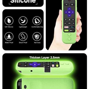 Silicone Remote Case for Roku Ultra 2017/2018(4661) Remote Control Protective Cover for Roku Ultra 4661R with Power Button Remote Anti-Slip Anti-Lost with Hand Strap (Glow in Dark Green)